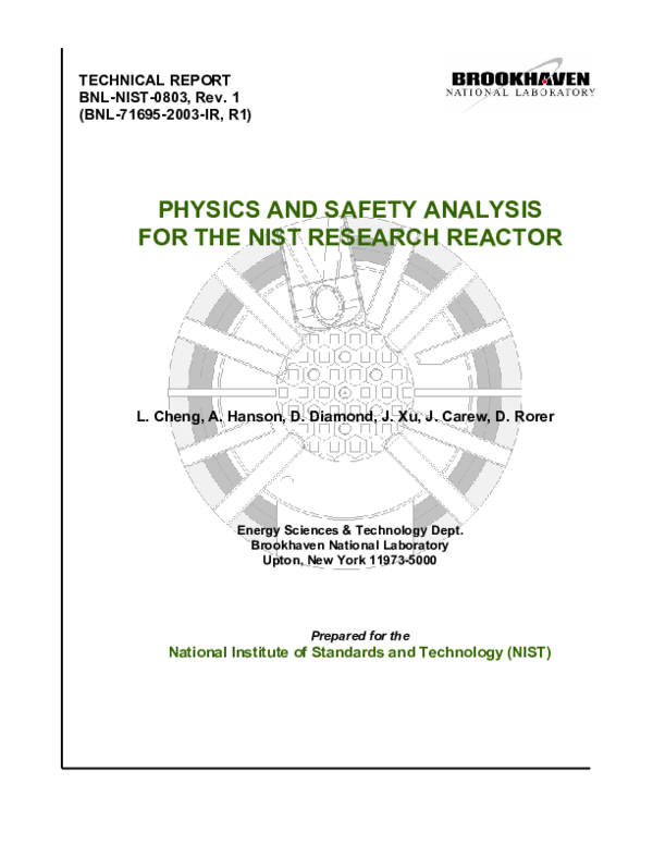 (PDF) Physics and Safety Analysis for the Nist Research Reactor