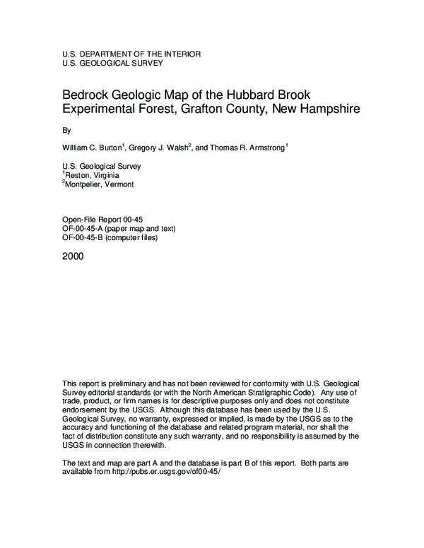 (PDF) Bedrock geologic map of the Hubbard Brook experimental forest ...
