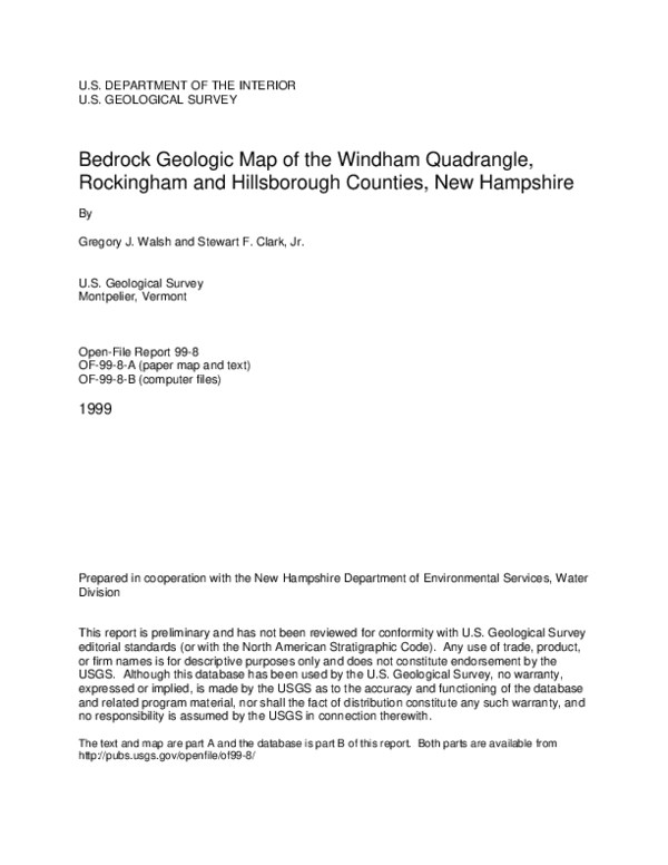 (PDF) Bedrock geologic map of the Windham Quadrangle, Rockingham and ...