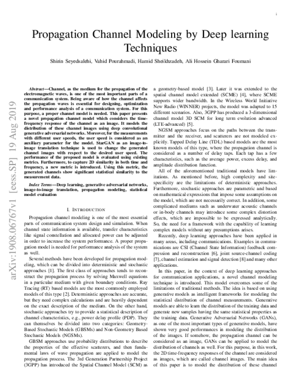 (PDF) Propagation Channel Modeling by Deep learning Techniques
