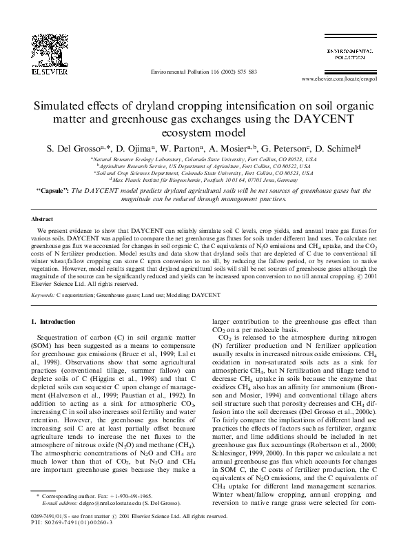 (PDF) Simulated effects of dryland cropping intensification on soil ...