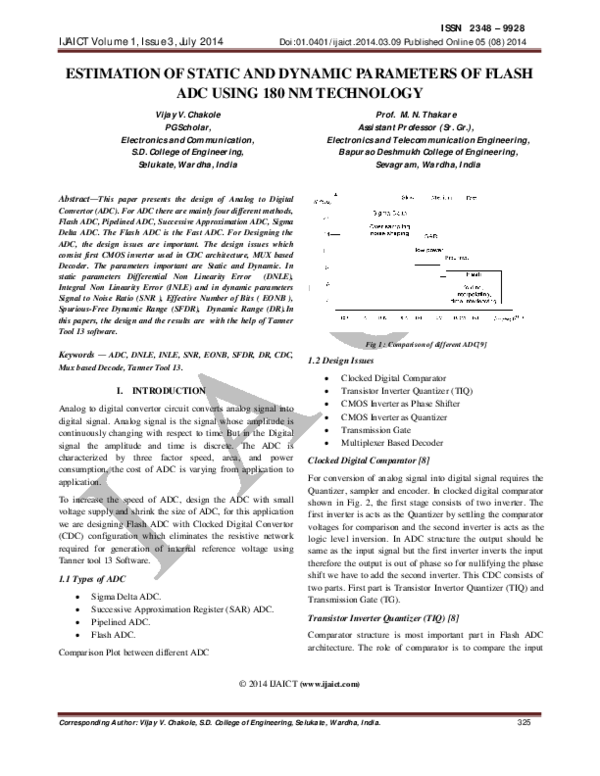 (PDF) Estimation of Static and Dynamic Parameters of Flash Adc Using ...