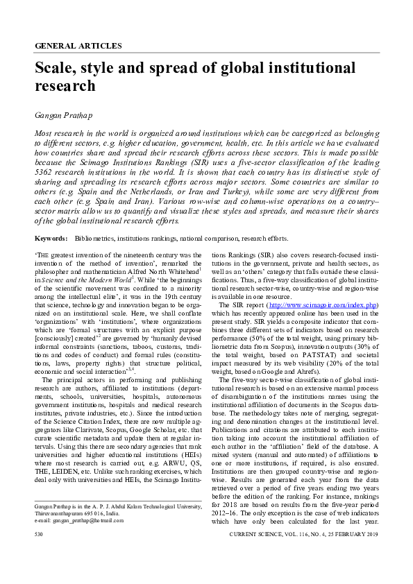 (PDF) Scale, Style and Spread of Global Institutional Research | Dr ...