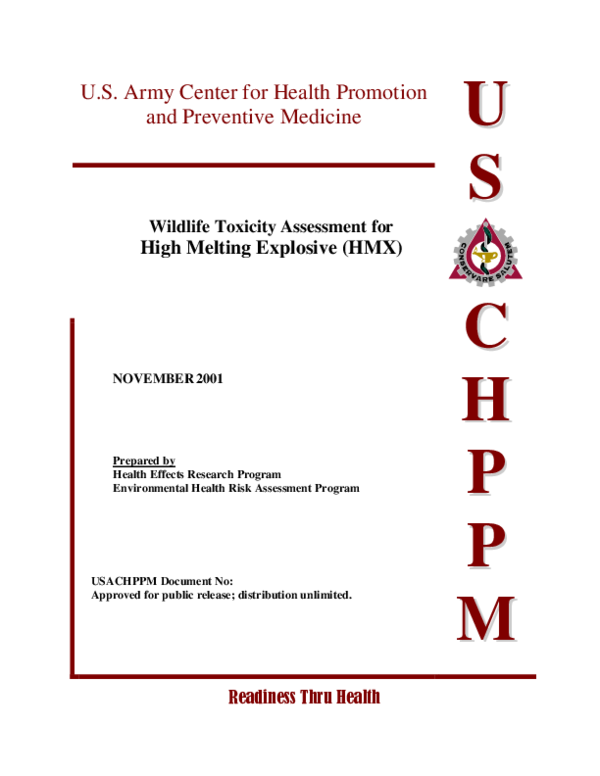 (PDF) Wildlife Toxicity Assessment for High Melting Explosive (HMX)