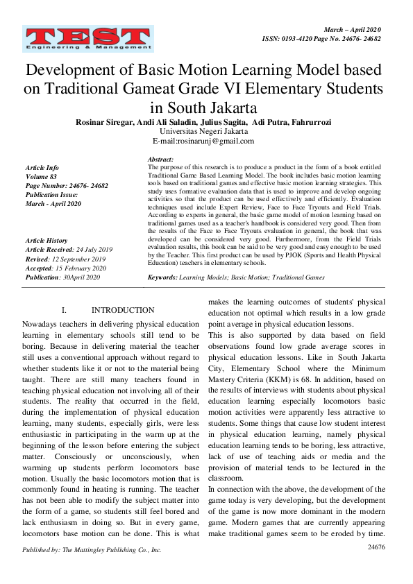 (PDF) Development of Basic Motion Learning Model based on Traditional ...