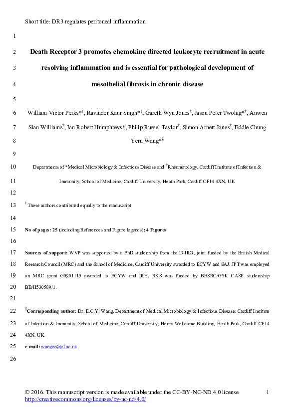 (PDF) Death Receptor 3 Promotes Chemokine-Directed Leukocyte ...