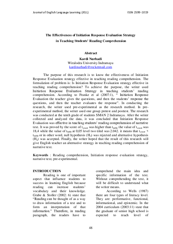 (PDF) The Effectiveness of Initiation Response Evaluation Strategy in ...