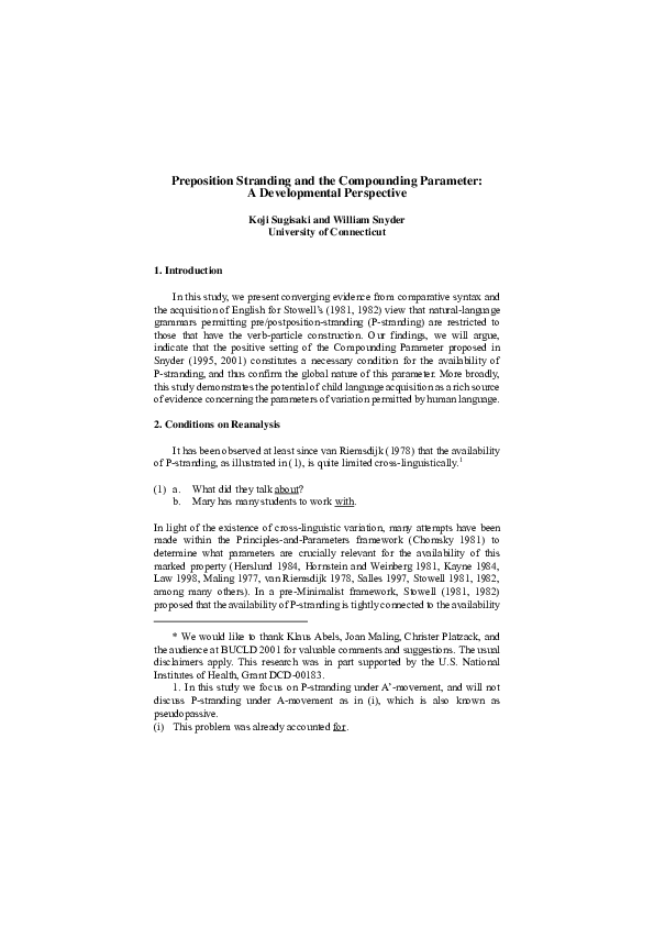 (PDF) Preposition Stranding and the Compounding Parameter : A ...