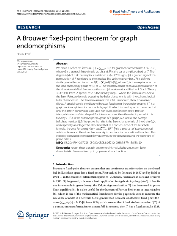 (PDF) A Brouwer fixed point theorem for graph endomorphisms