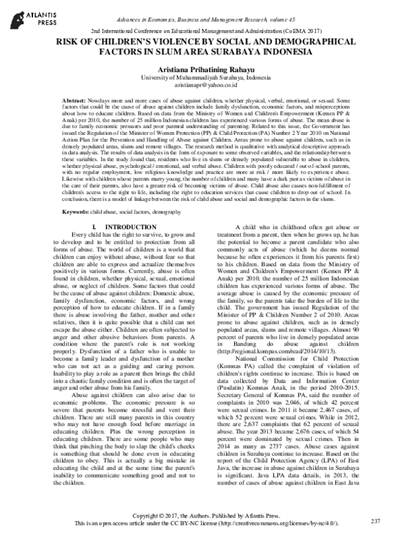 (PDF) Risk of Children's Violence by Social and Demographical Factors ...