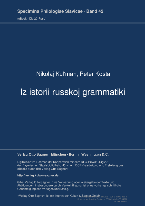 (PDF) Iz istorii russkoj grammatiki