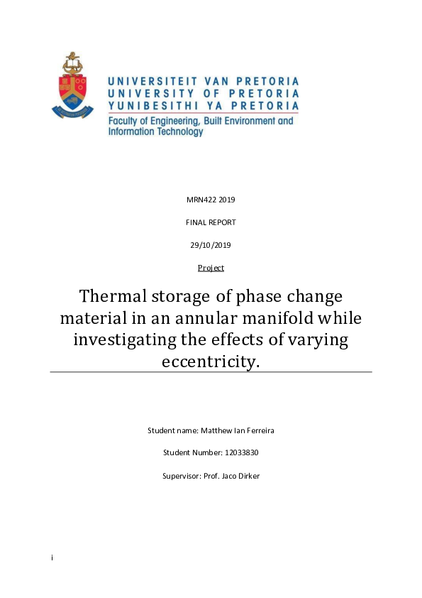 (PDF) Thermal energy storage of a phase change material in an annular ...