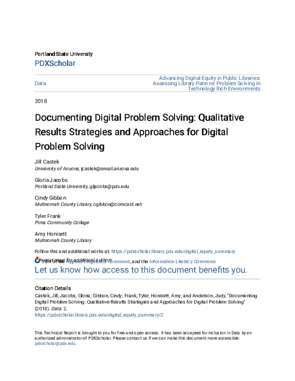 (PDF) Documenting Digital Problem Solving: Qualitative Results ...