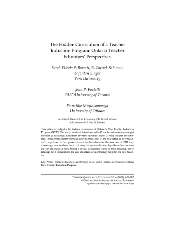 PDF The Hidden Curriculum Of A Teacher Induction Program Ontario Teacher Educators pdf-the-hidden-curriculum-of-a-teacher-induction-program-ontario-teacher-educators