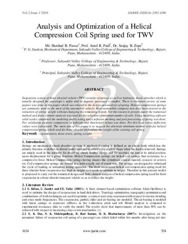 (PDF) Analysis and Optimization of a Helical Compression Coil Spring ...