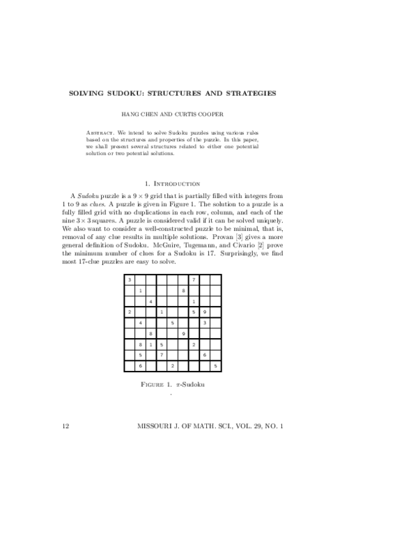 PDF Solving Sudoku Structures And Strategies Curtis Cooper PDF Solving Sudoku Structures And Strategies Curtis Cooper
