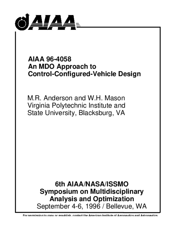 (PDF) An MDO approach to Control-Configured-Vehicle design