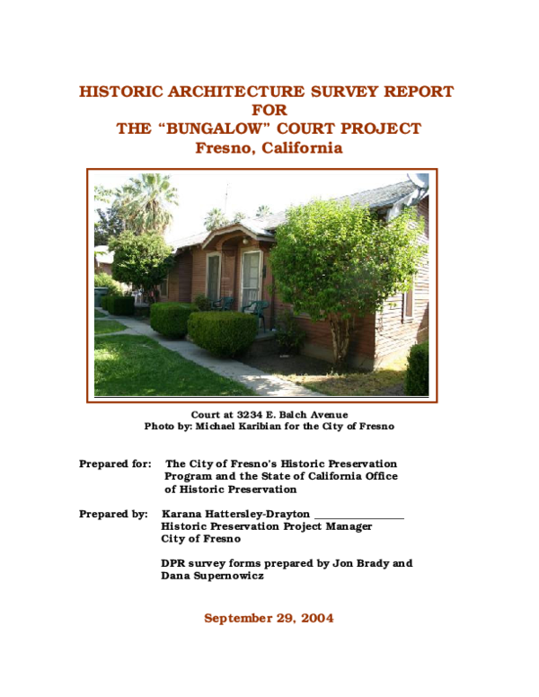 (PDF) HISTORIC ARCHITECTURE SURVEY REPORT FOR THE "BUNGALOW" COURT ...