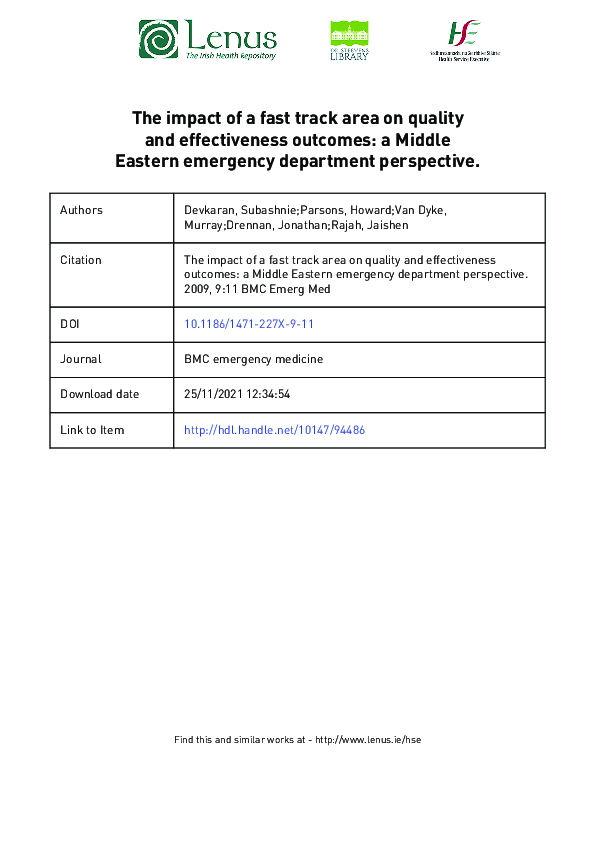 (PDF) ssBioMed CentBMC Emergency Medicine Open AcceResearch article The ...