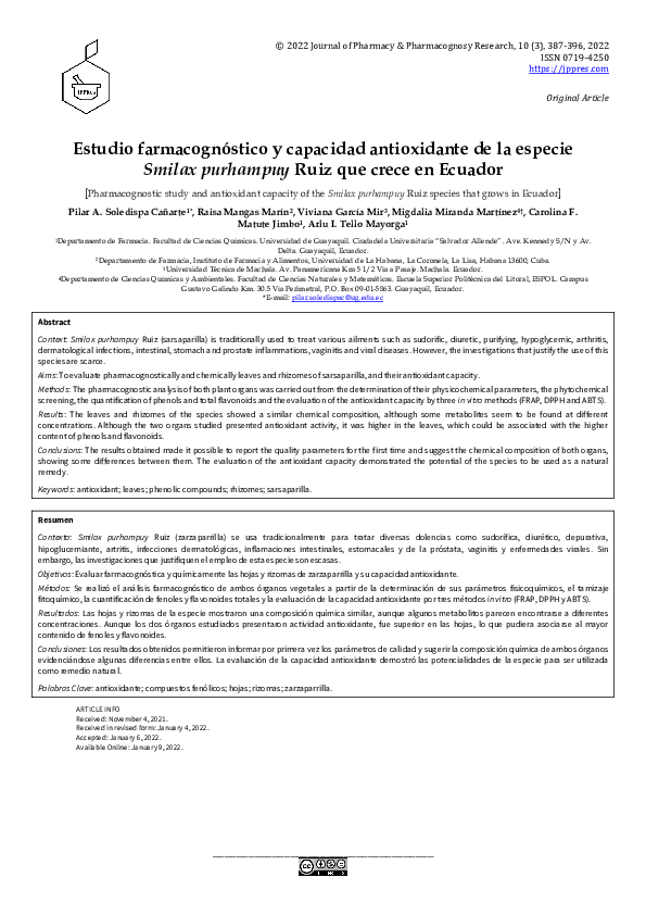 (PDF) Estudio farmacognóstico y capacidad antioxidante de la especie ...