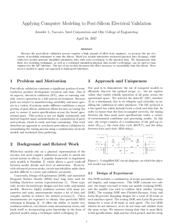 (PDF) Applying Computer Modeling to Post-Silicon Electrical Validation