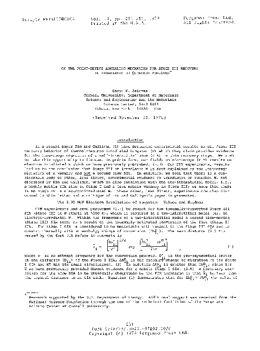 (PDF) On the point-defect annealing mechanism for stage III recovery in ...