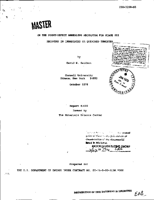 (PDF) Point-defect annealing mechanism for Stage III recovery in ...
