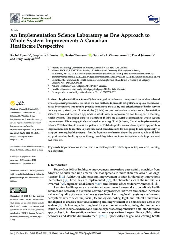 (PDF) An Implementation Science Laboratory as One Approach to Whole ...