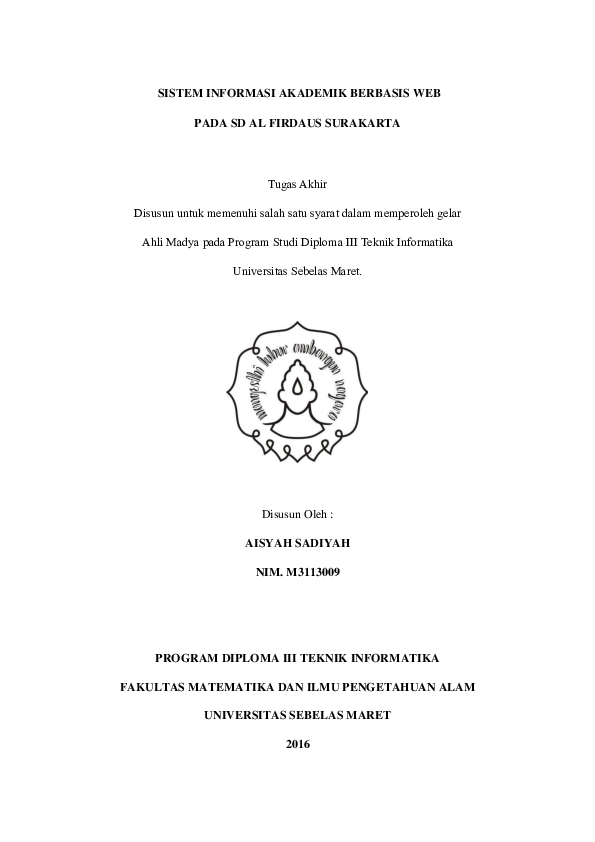 (PDF) Sistem informasi akademik berbasis web pada SD Al Firdaus Surakarta