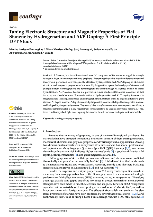 (PDF) Tuning Electronic Structure and Magnetic Properties of Flat ...