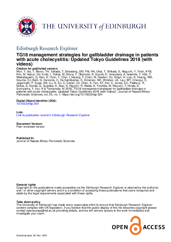 (PDF) TG18 management strategies for gallbladder drainage in patients ...