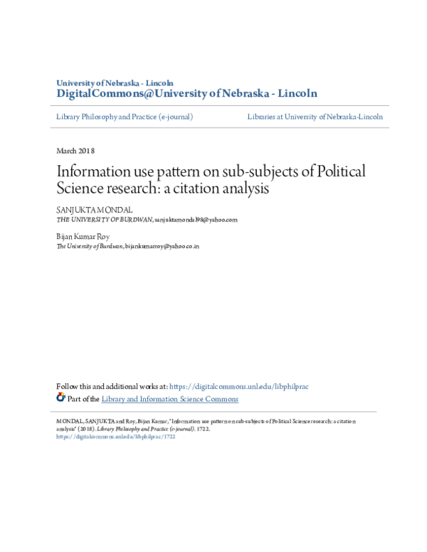 (PDF) Information use pattern on sub-subjects of Political Science ...