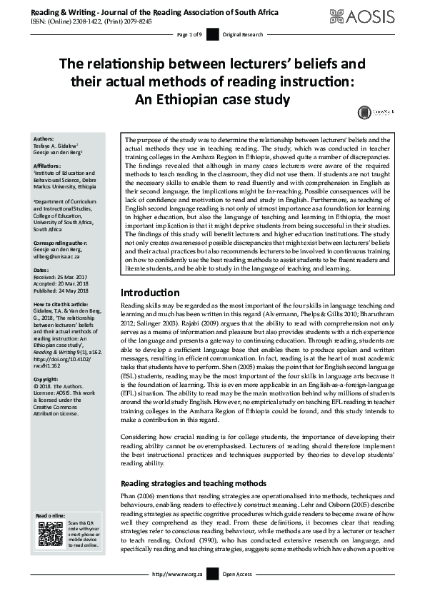 (PDF) The Relationship between Lecturers' Beliefs and Their Actual ...