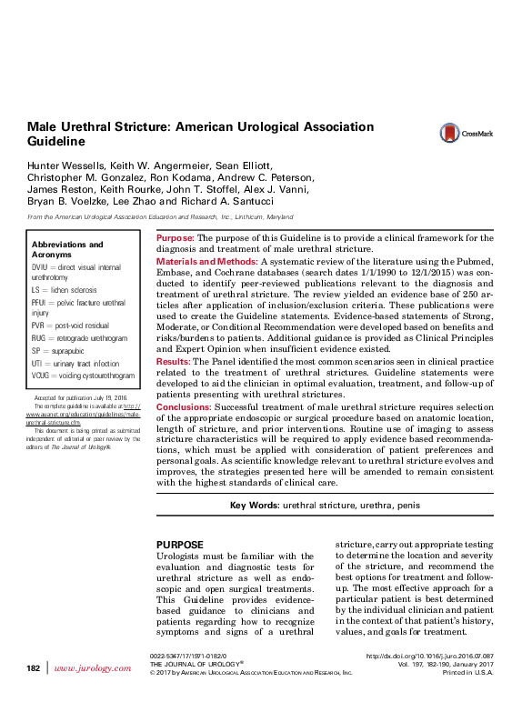 Pdf Male Urethral Stricture Aua Guideline