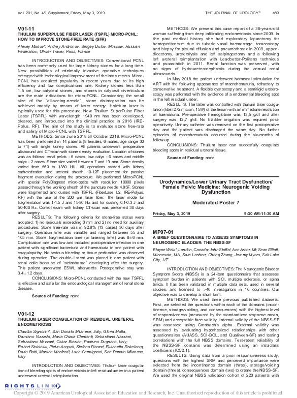(PDF) MP07-01 A Brief Questionnaire to Assess Symptoms in Neurogenic ...