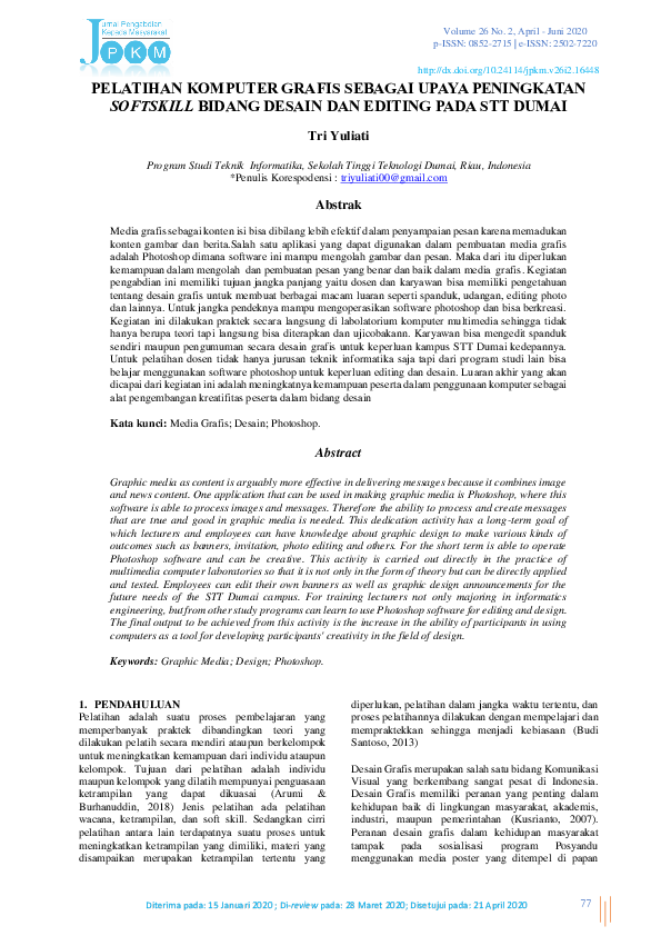 (PDF) Pelatihan Komputer Grafis Sebagai Upaya Peningkatan Softskill Bidang Desain Dan Editing ...