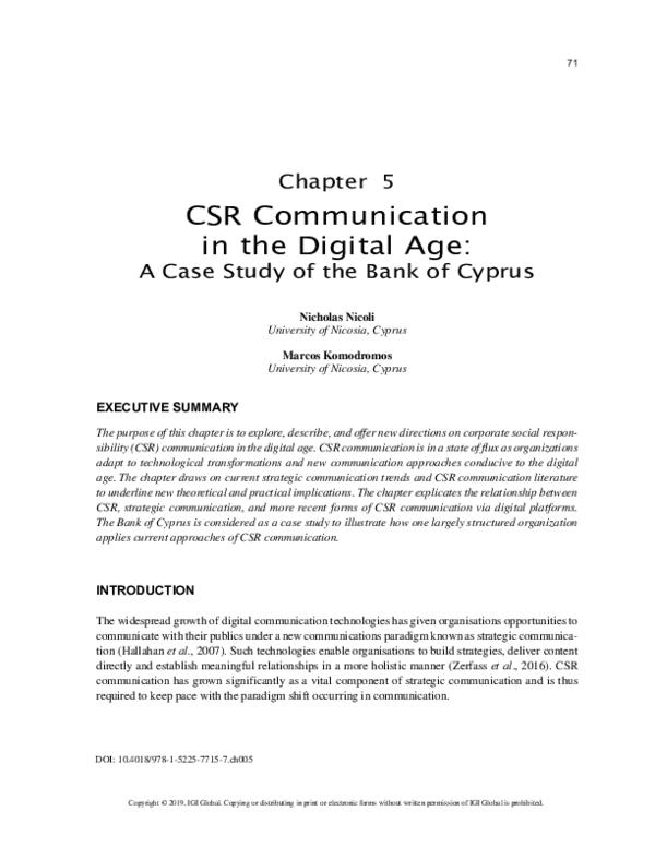 (PDF) CSR Communication in the Digital Age