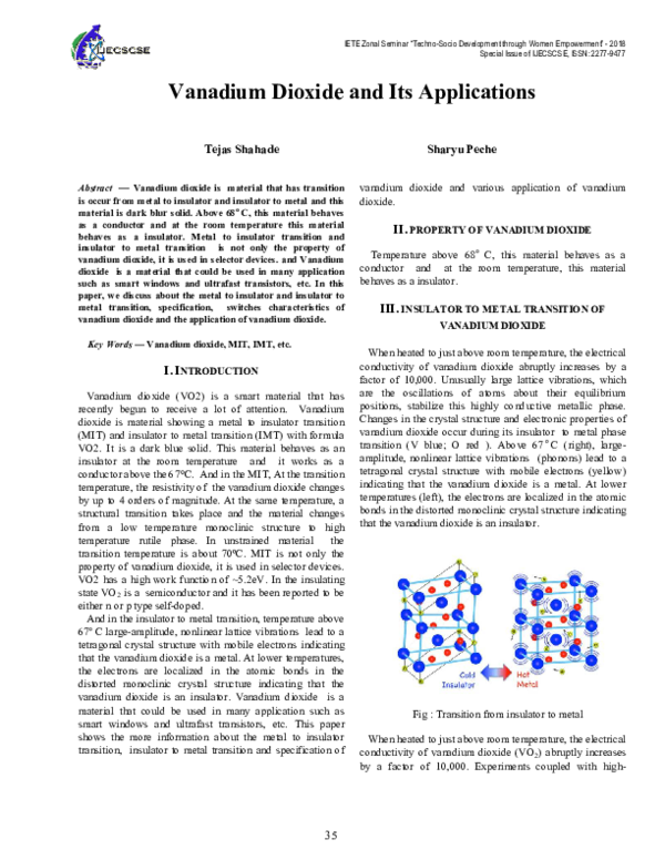 (PDF) Vanadium Dioxide and Its Applications