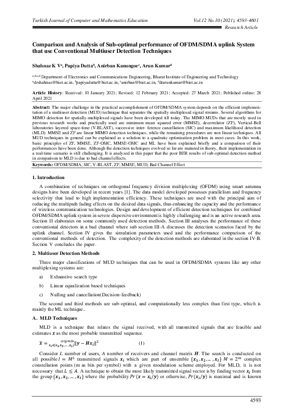 Pdf Comparison And Analysis Of Sub Optimal Performance Of Ofdm Sdma