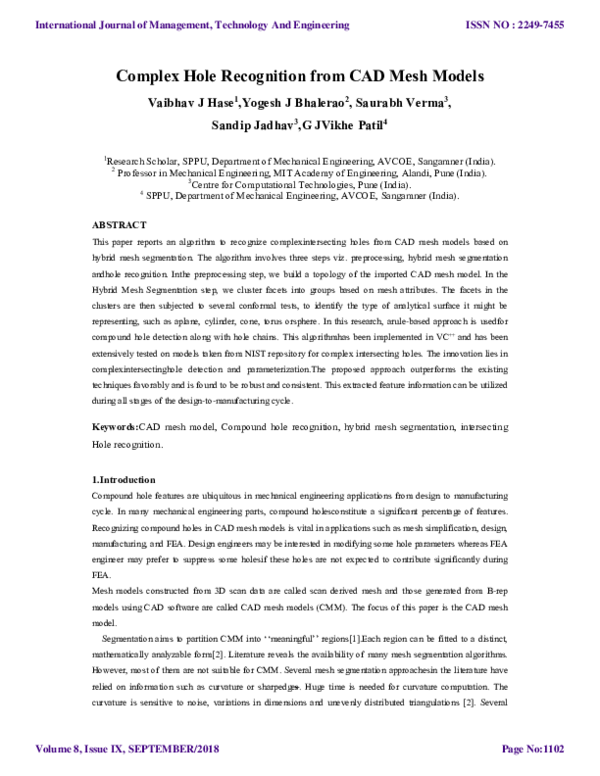(PDF) Complex Hole Recognition from CAD Mesh Models