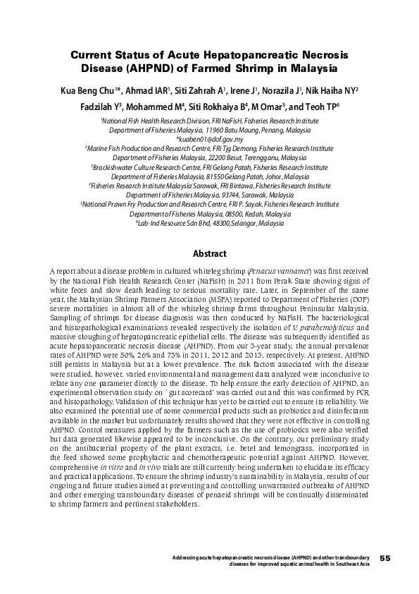 (PDF) Current status of acute hepatopancreatic necrosis disease (AHPND ...