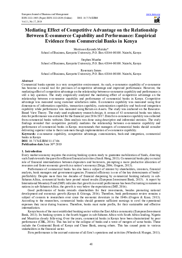 (PDF) Mediating Effect of Competitive Advantage on the Relationship Between E-commerce ...