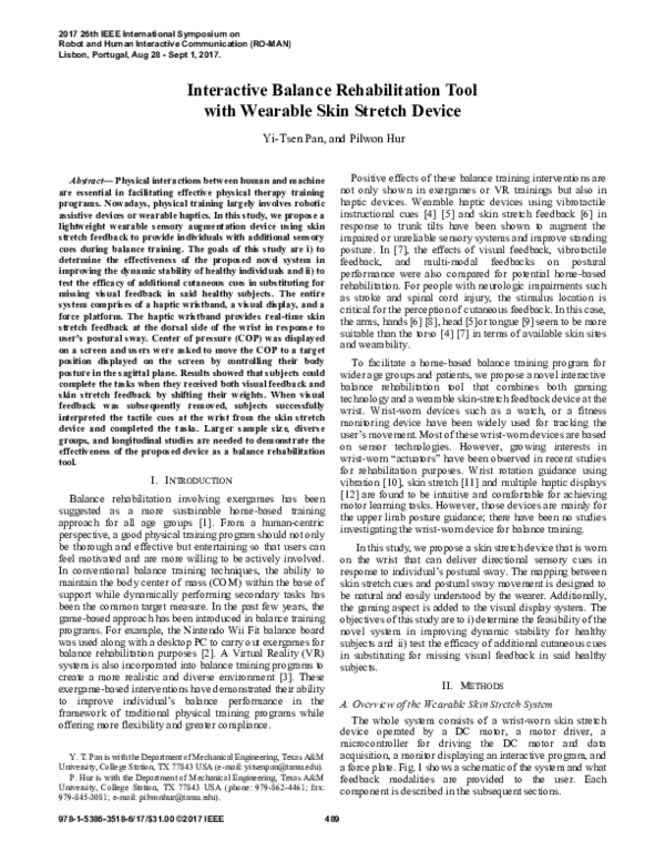 (PDF) Interactive balance rehabilitation tool with wearable skin ...