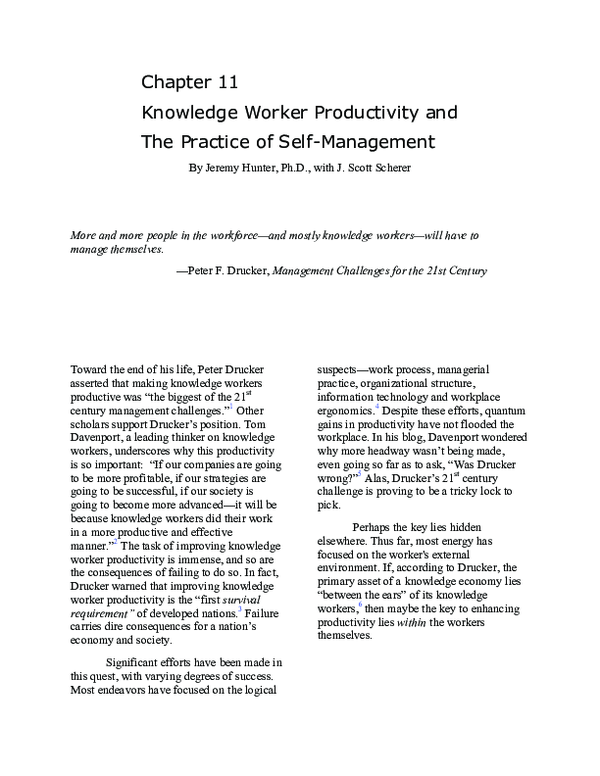 (PDF) Knowledge Worker Productivity and The Practice of Self-Management