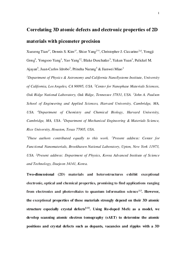 (PDF) Correlating 3D atomic defects and electronic properties of 2D ...