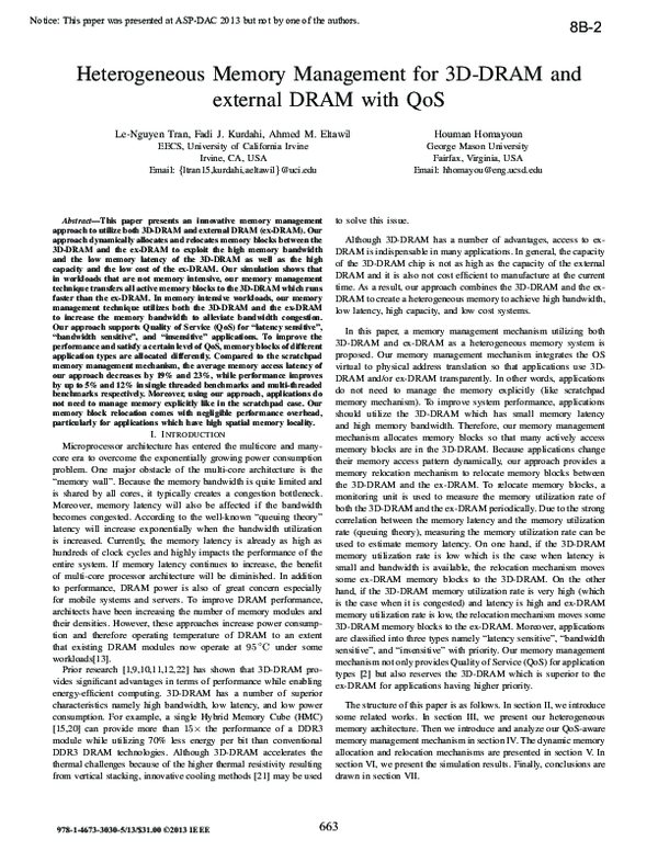 (PDF) Heterogeneous memory management for 3D-DRAM and external DRAM ...