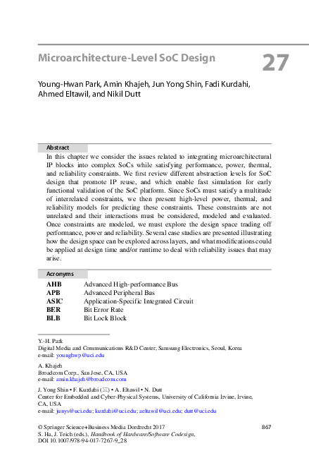 (PDF) Microarchitecture-Level SoC Design