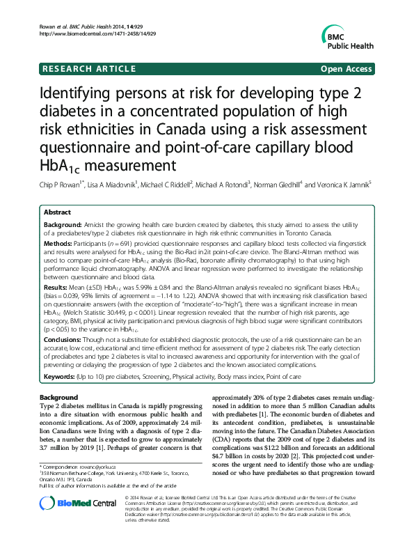 (PDF) Identifying persons at risk for developing type 2 diabetes in a ...