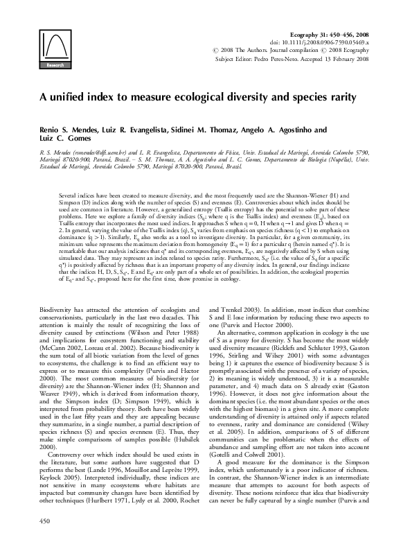(PDF) A unified index to measure ecological diversity and species ...