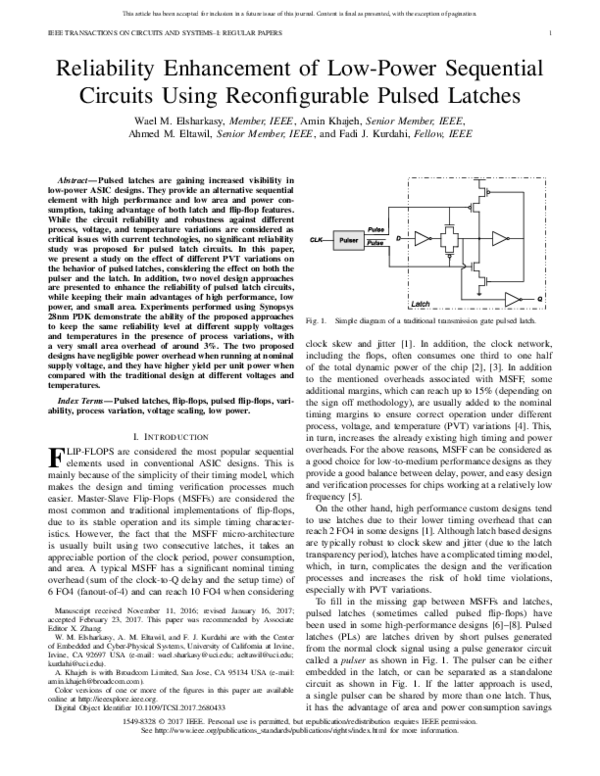 (PDF) Reliability Enhancement of Low-Power Sequential Circuits Using ...